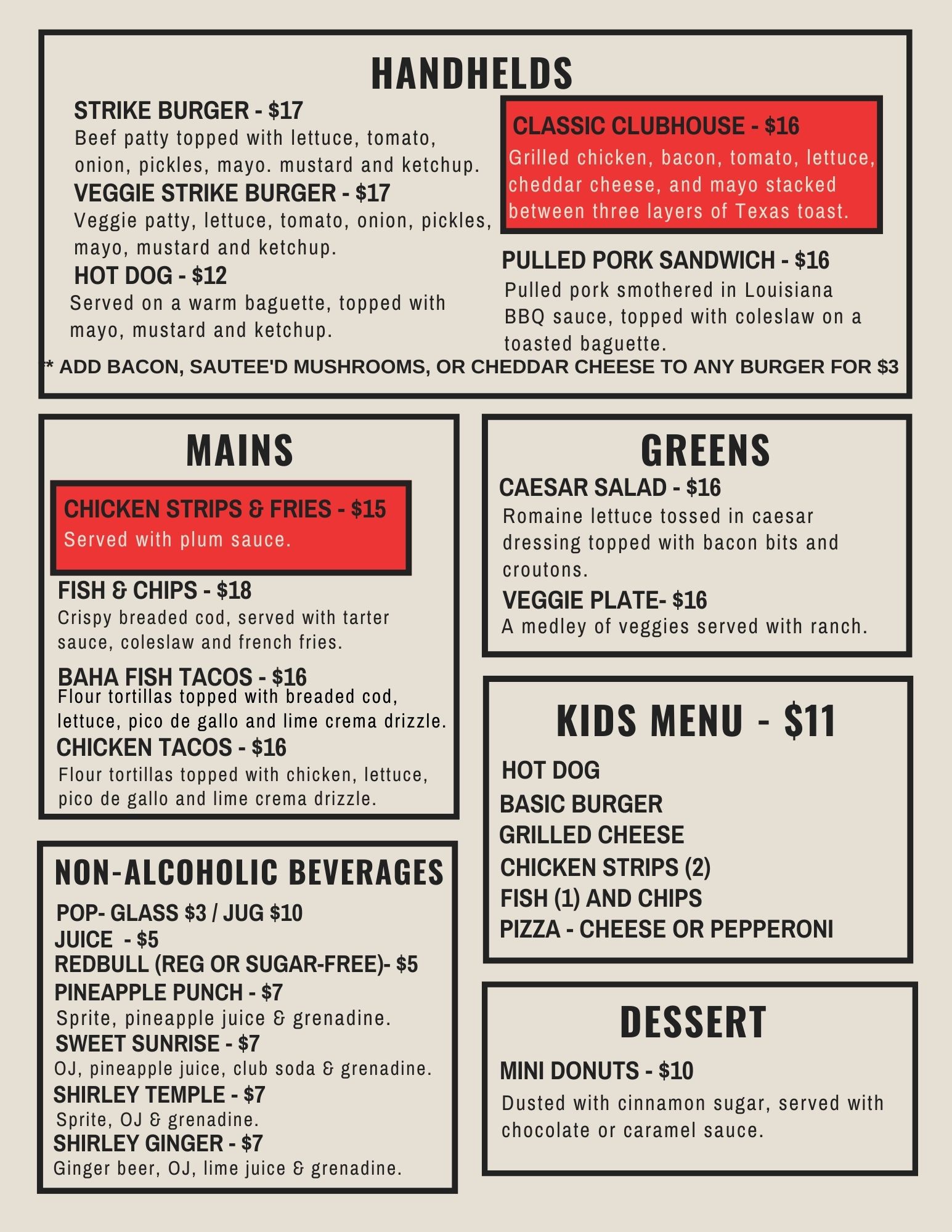 Gateway Lanes | Menu