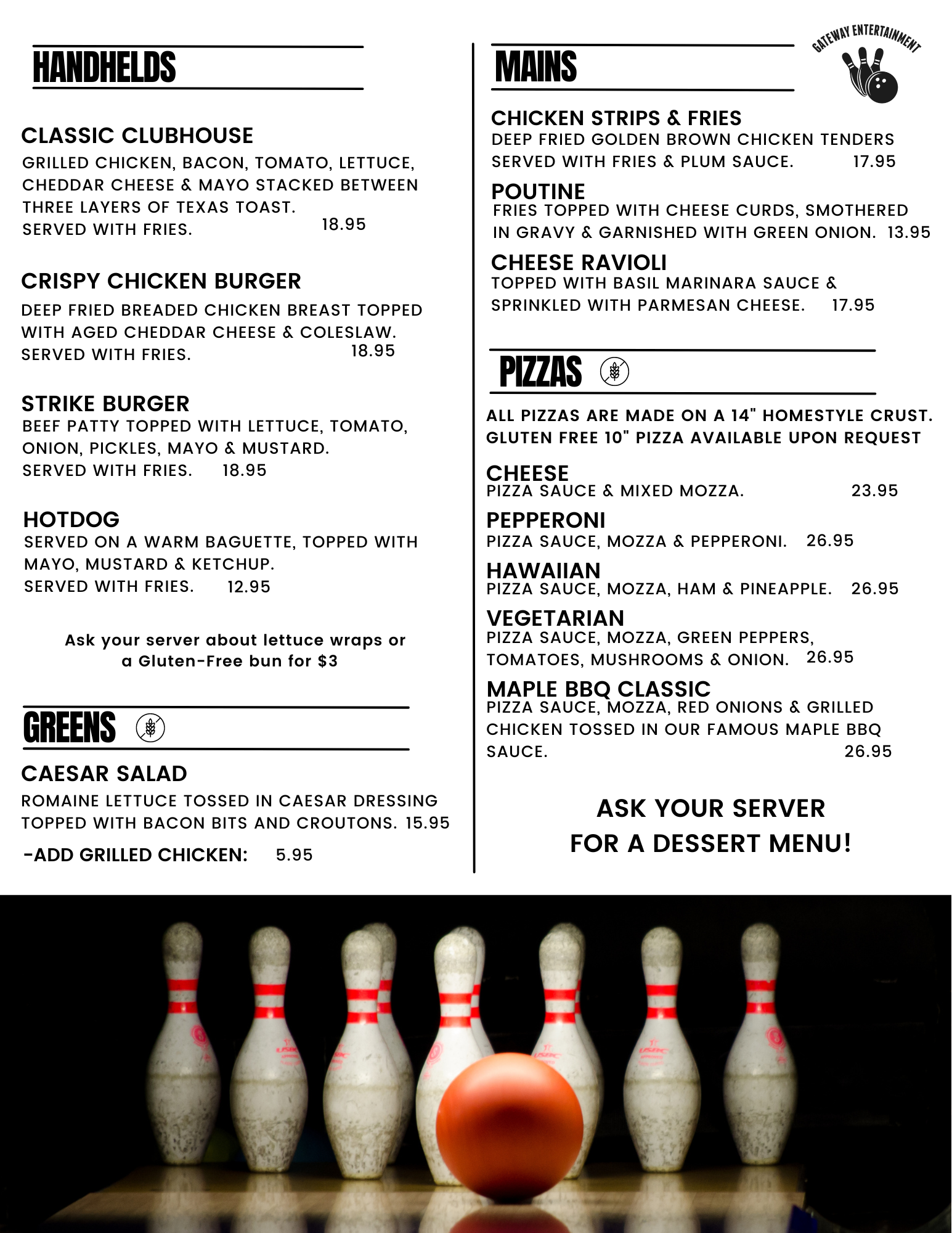 Gateway Lanes | Menu